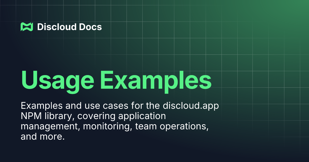 Usage Examples | Discloud Docs