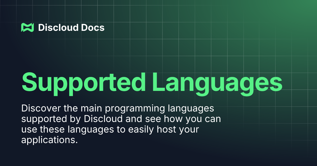 Supported Languages | Discloud Docs