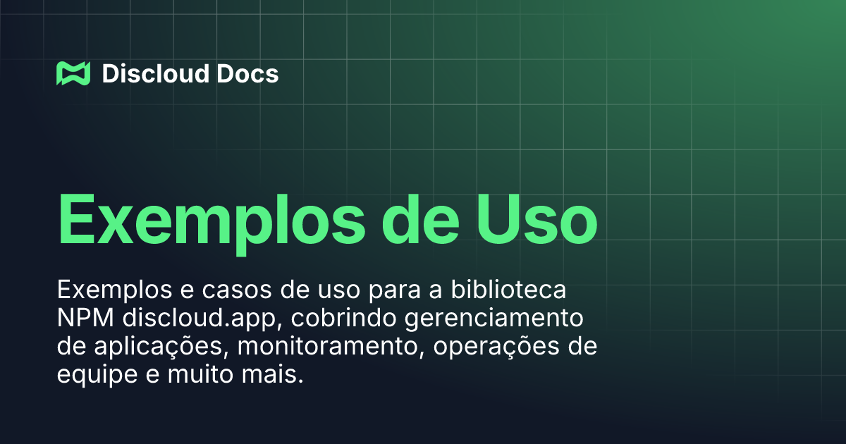 Exemplos de Uso | Discloud Docs